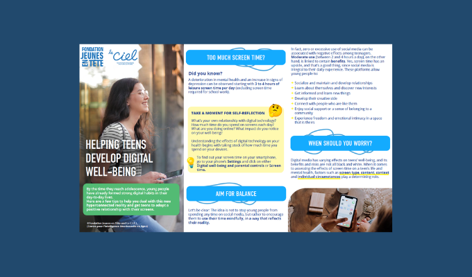 HELPING TEENS DEVELOP DIGITAL WELL-BEING - Fondation Jeunes en Tête